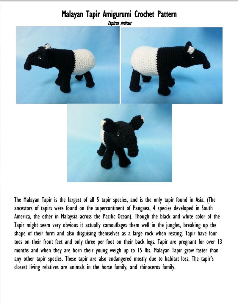 Malayan Tapir Realistic Amigurumi Crochet Pattern PDF - Etsy