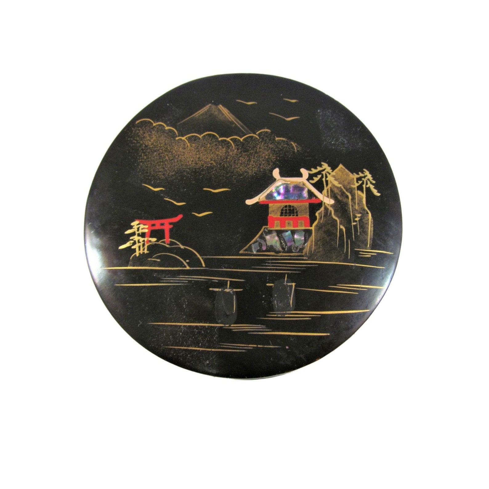 Vintage Japanese Black Lacquerware Coaster Set - Etsy