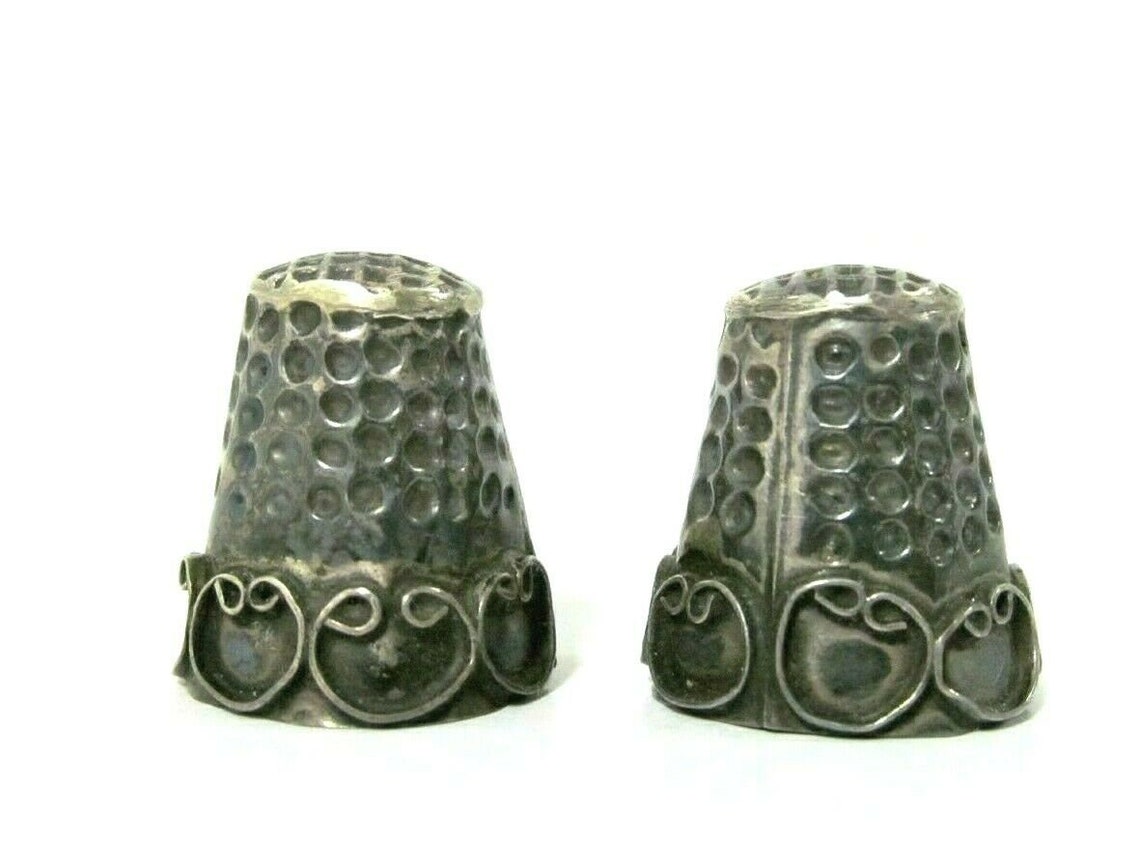 Vintage Sterling Silver Thimbles Scrolled Design 2 Piece Lot - Etsy