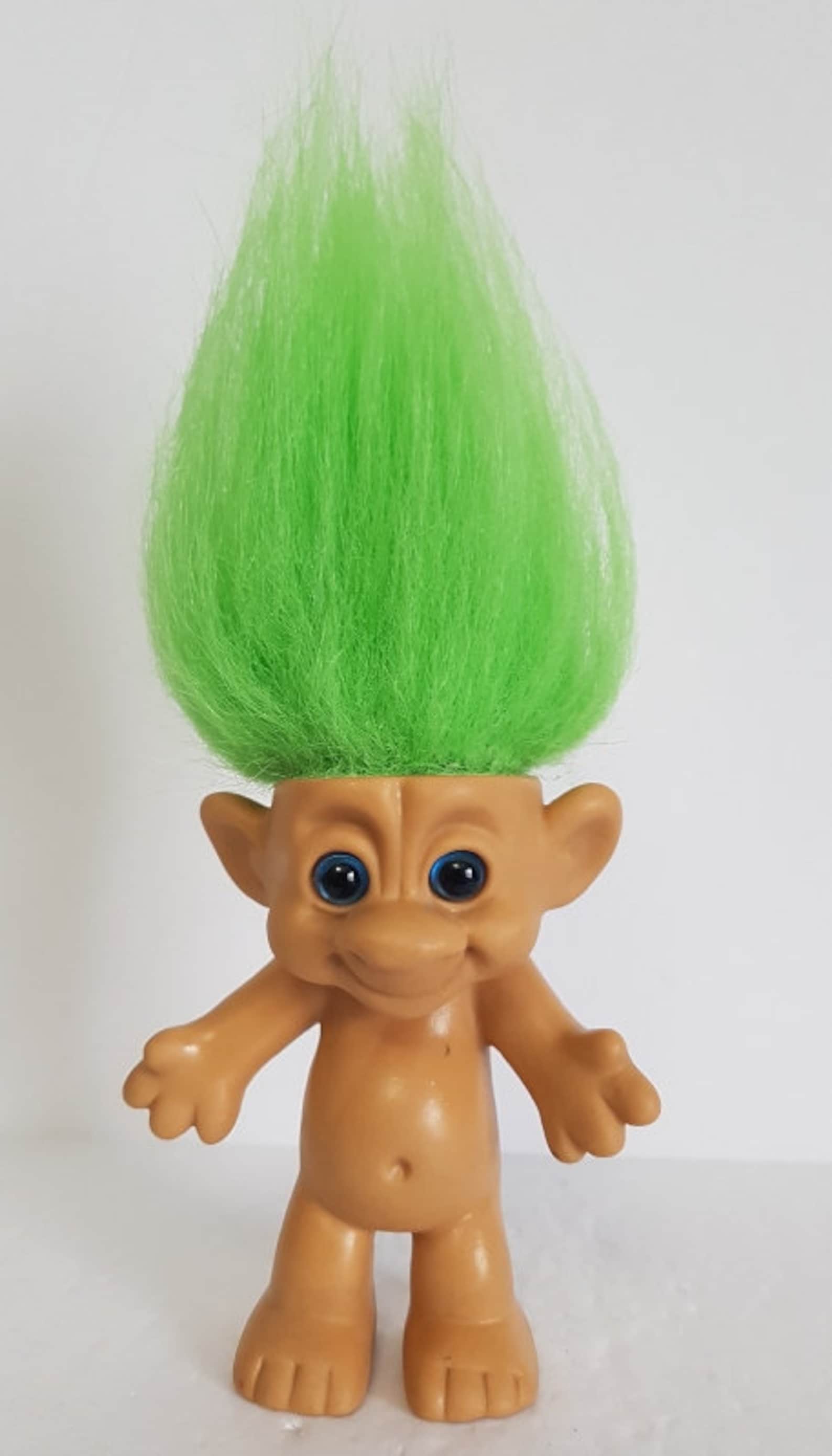 Vintage FOREST Troll Doll Green Hair & Blue Eyes Nude | Etsy