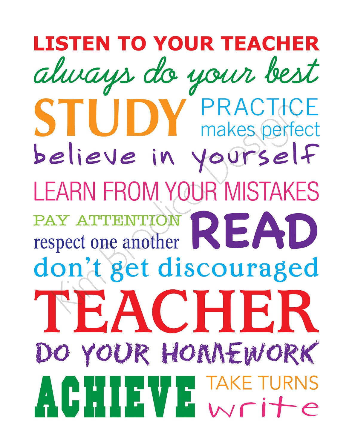 Personalized Teacher Subway Art, Multi-colored Digital Print - Etsy