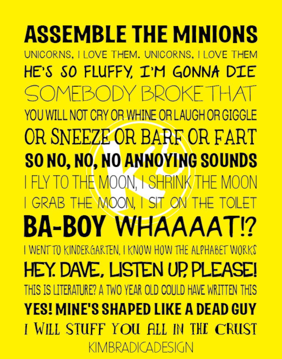 Despicable Me Quotes Subway Art, 11x14 Digital Print - Etsy