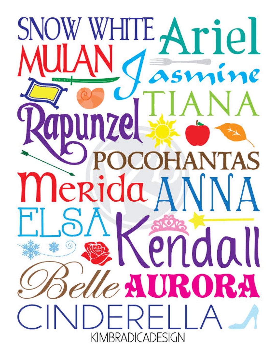 Personalized Disney Princess Name Subway Art - Etsy