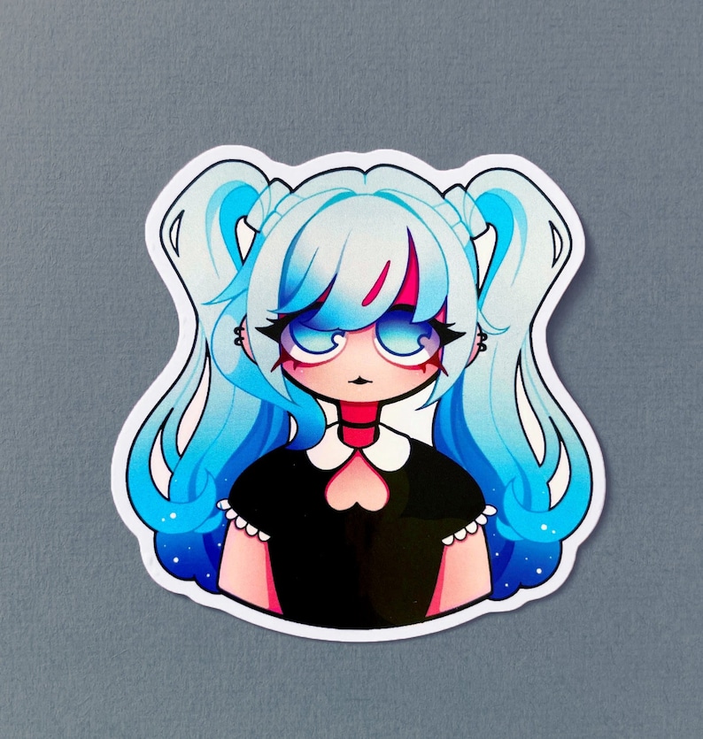 Blue Goth Girl Vinyl Sticker - Etsy