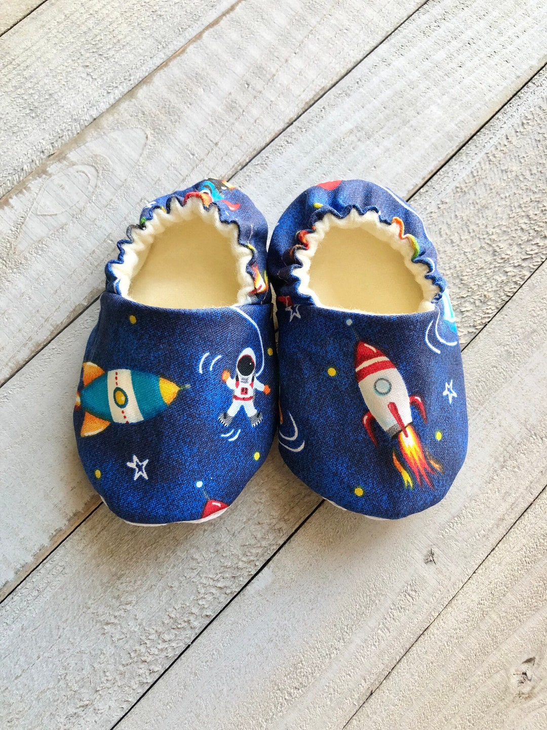 Spaceman Rocket Ships Crib Shoes, Baby Boy Shoes, Toddler Shoes, Soft ...