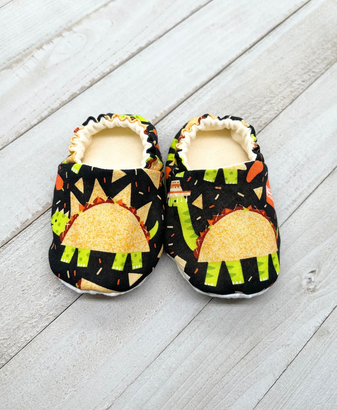 Taco Dinosaur Baby Booties, Crib Shoes, Baby Shoes, Baby Moccasins ...