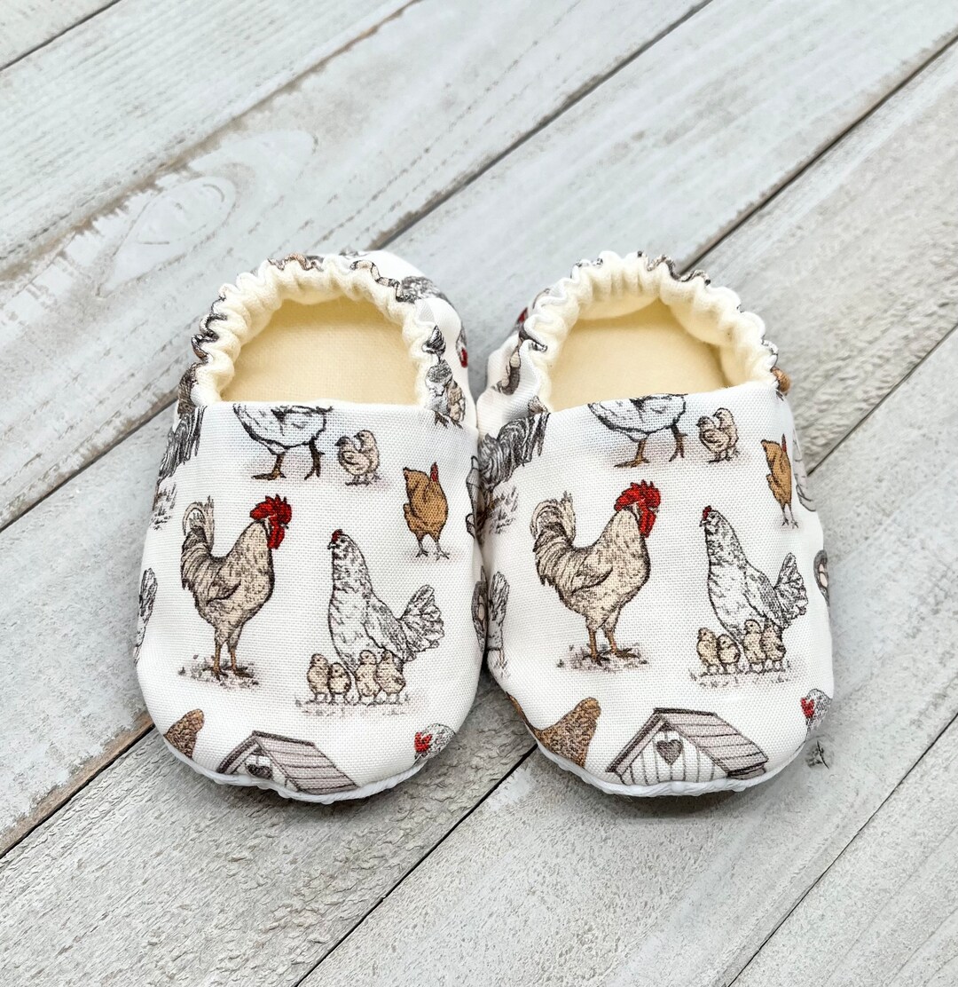 Chicken Family Baby Booties, Farm Baby Shoes, Crib Shoes, Moccasins ...