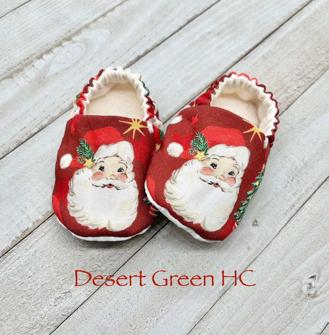 Santa Clause Baby Shoes, Christmas Baby Moccasin Slippers, Washable ...