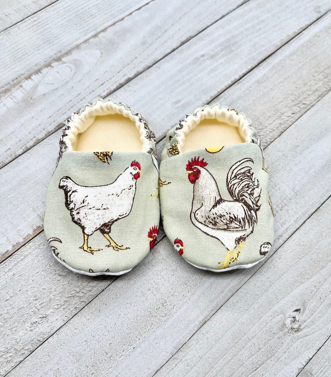 Chicken Baby Booties, Rooster Baby Shoes, Crib Shoes, Farm Baby ...