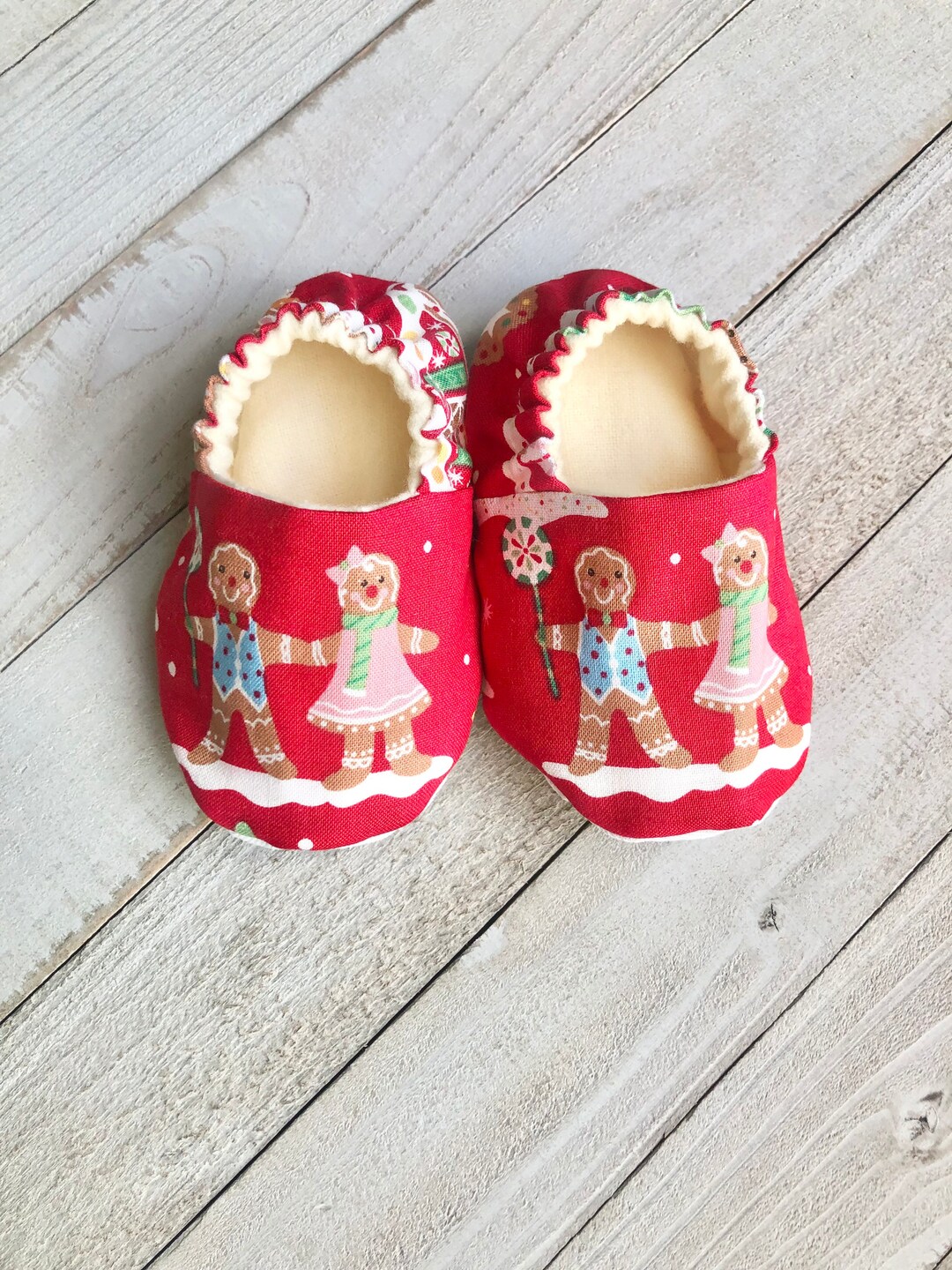 Gingerbread Baby Moccasins, Holiday Soft Sole Crib Shoes - Etsy