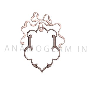 Bow Monogram Frame / Crest, Embroidery Design Pattern for Embroidery ...