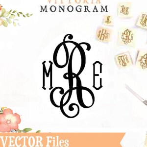 Cuttable Alphabet Vittoria Script Monogram VECTOR Instant - Etsy