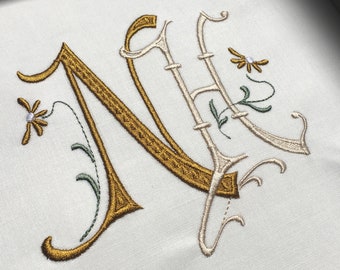 Interlocking A and N Embroidery Monogram Design for Machine | Etsy