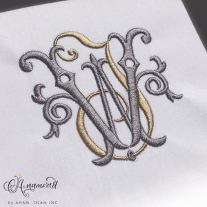 Interlocking JW or WJ Embroidery Monogram Instant Download for ...
