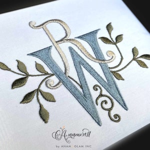 Interlocking R and W Embroidery Monogram Design for Machine Embroidery ...