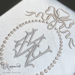 Bow/ Ribbon With Dots Monogram Frame Embroidery Design for Embroidery ...