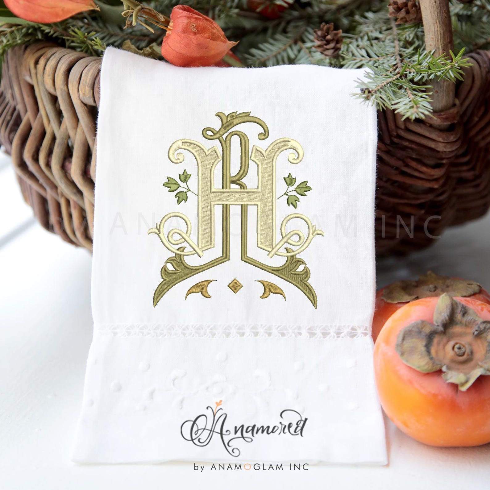 Interlocking R and H Embroidery Monogram Design for Machine Embroidery ...