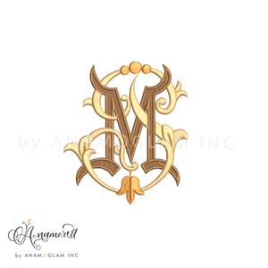 Interlocking PM or MP Embroidery Monogram, Instant Download for ...