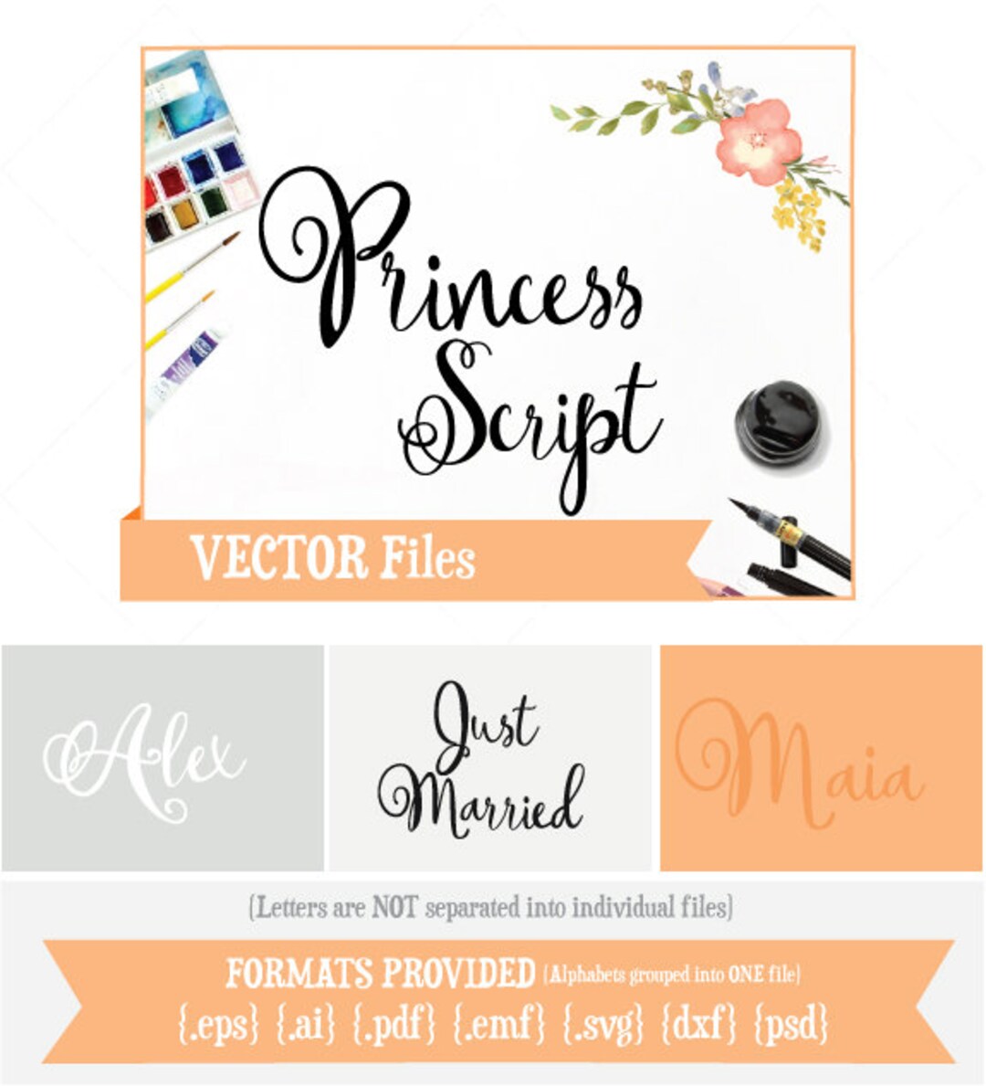 Princess Script Calligraphic Cuttable Vector Alphabet Design/ - Etsy