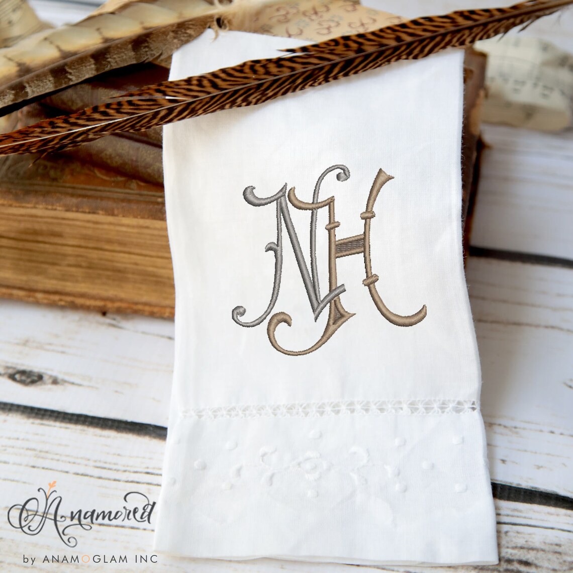 Interlocking H and N Embroidery Monogram Design for Machine Embroidery ...