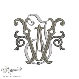 Interlocking JW or WJ Embroidery Monogram Instant Download for ...