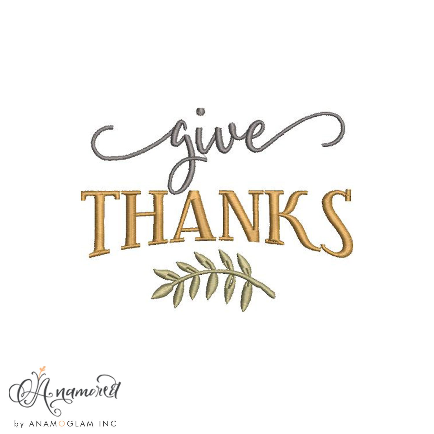 Give Thanks Thanksgiving Embroidery Design for Embroidery Machine ...