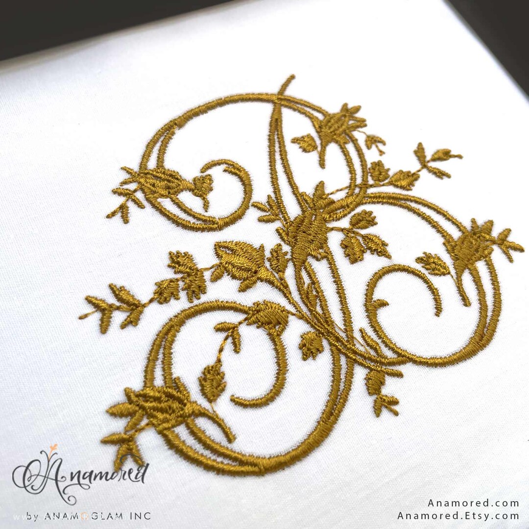 3" Fancy Floral Vine Monogram Embroidery Font for Embroidery Machine ...