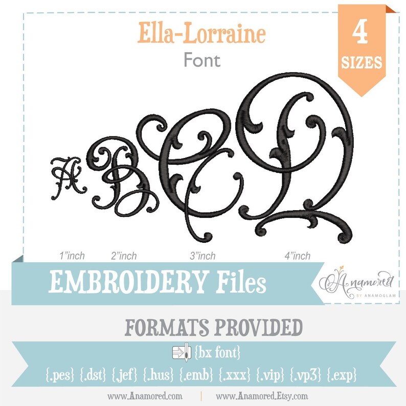 4 Sizes Ella Lorraine Vintage Damask Monogram Machine - Etsy