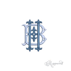 Interlocking B and H Embroidery Monogram Design for Machine Embroidery ...