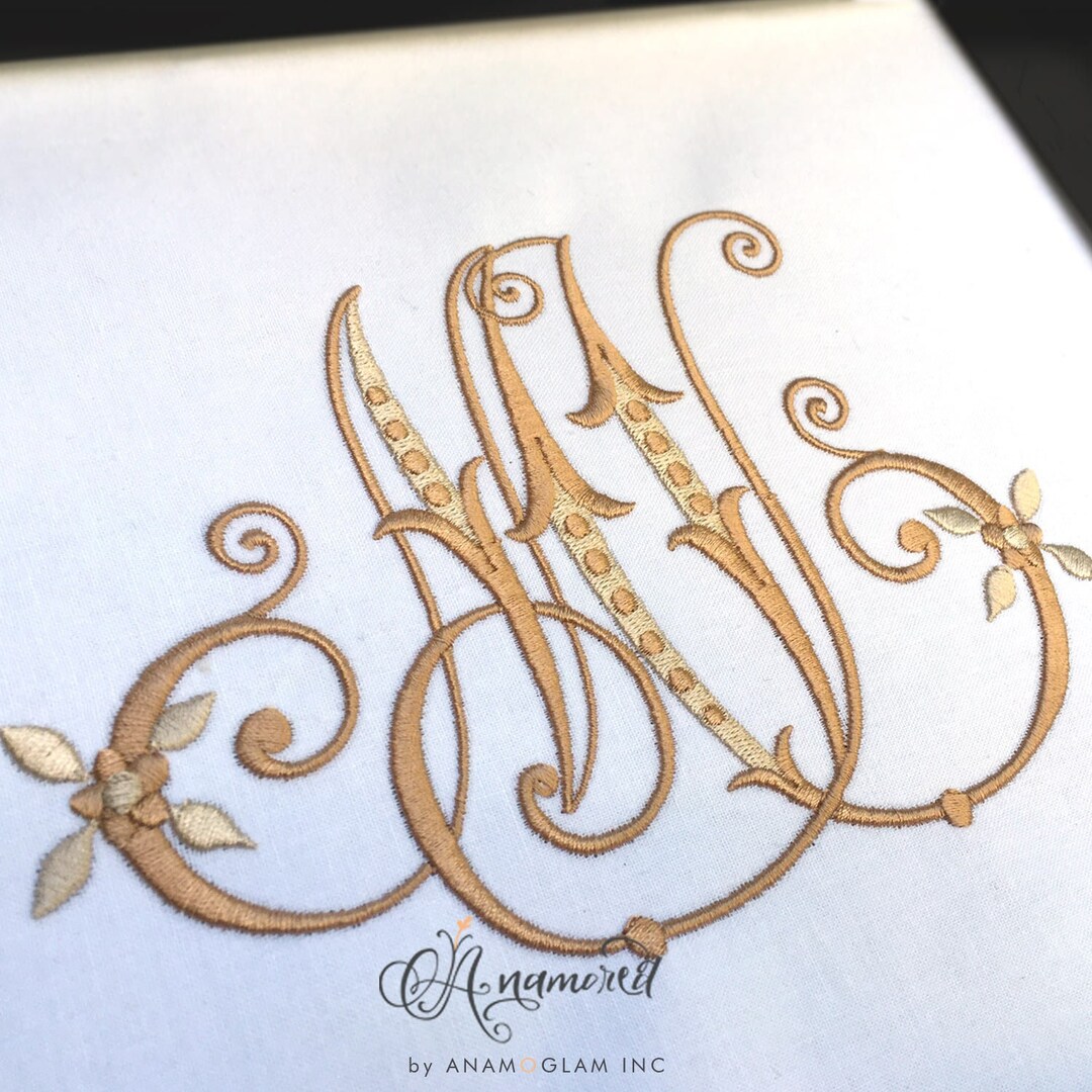 Interlocking Double M and V Embroidery Monogram Design for Machine ...