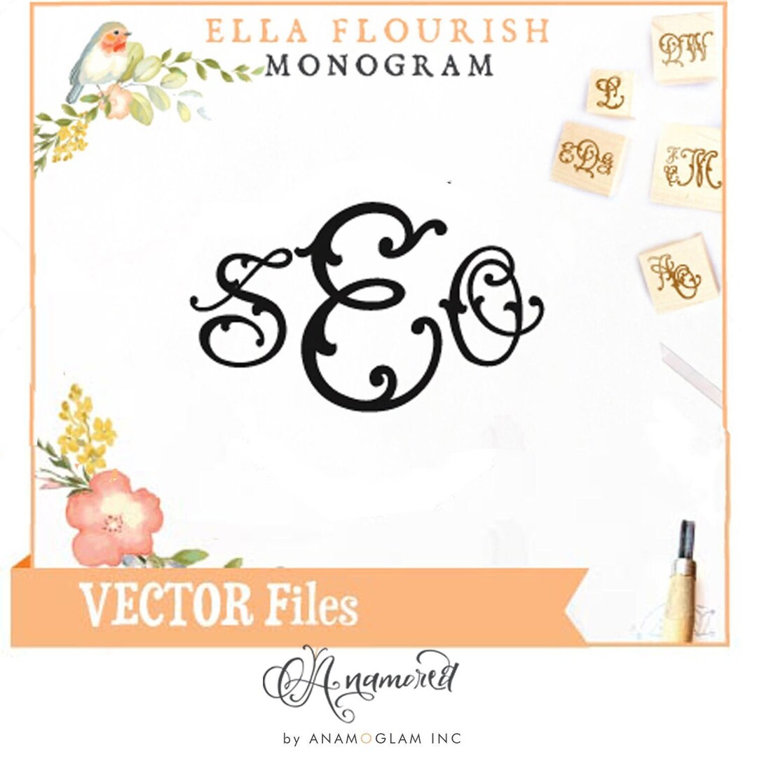 Cuttable Alphabet: Ella Lorraine Flourish Victorian Antique Monogram ...
