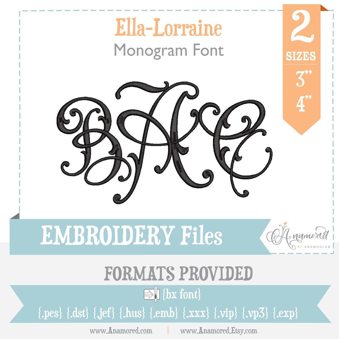 2 Sizes medium Ella Lorraine Vintage Damask Monogram - Etsy