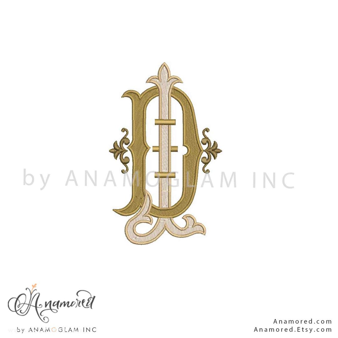 Interlocking D and J Embroidery Monogram Design for Machine Embroidery ...