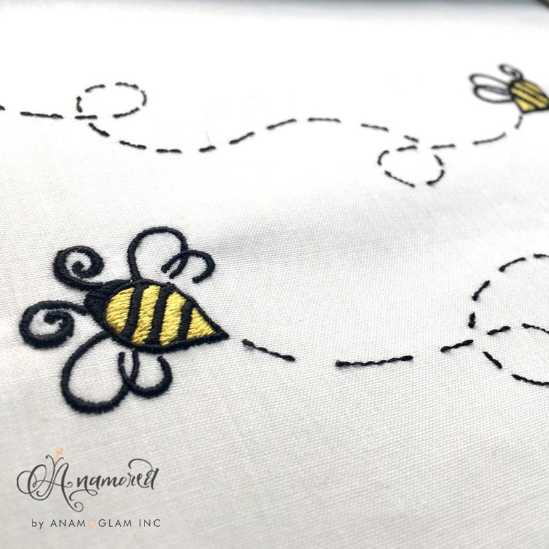 2 Design Bundle. Small Bees With Trail / Embroidery Design Patterns ...