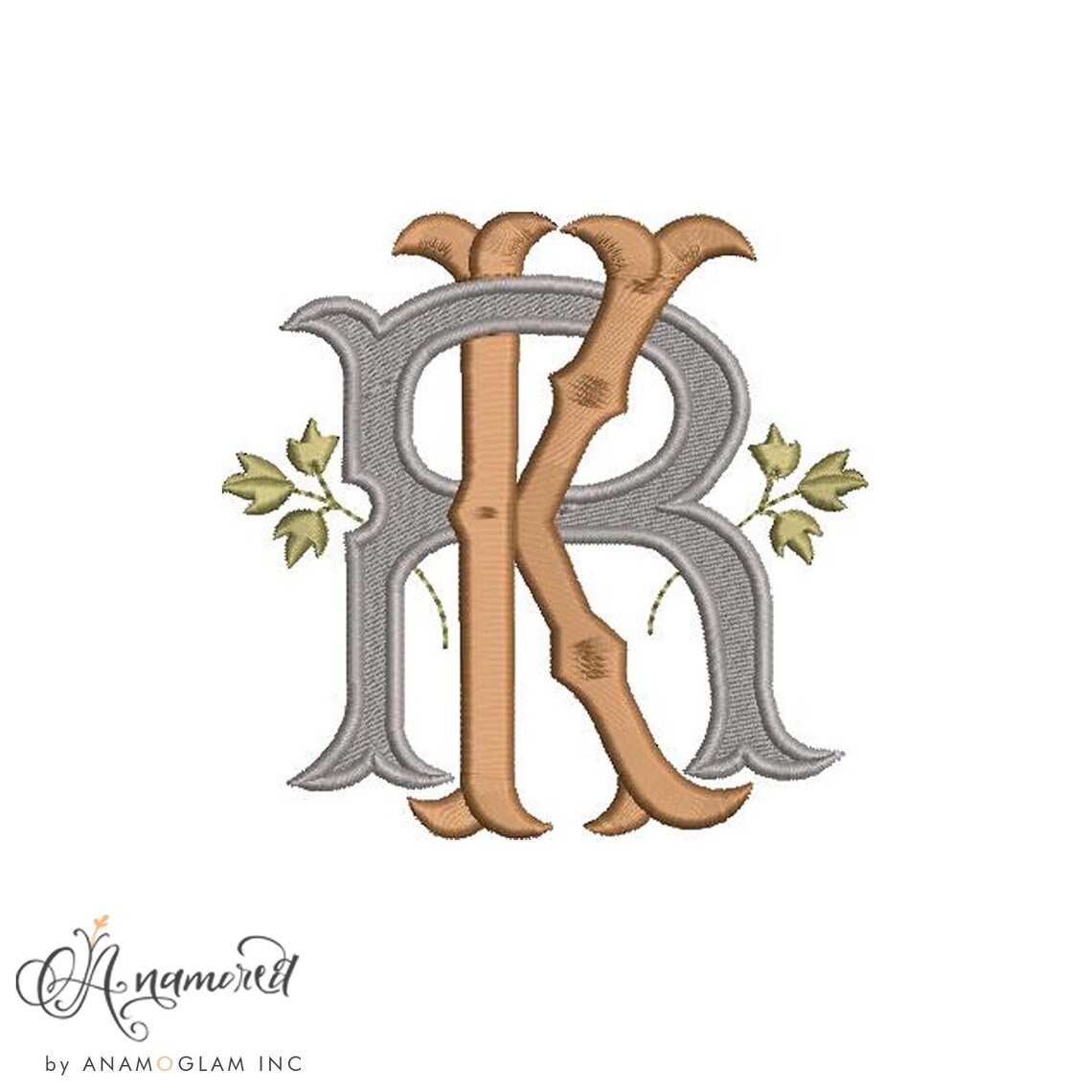 Interlocking K and R Monogram. Embroidery Design for - Etsy