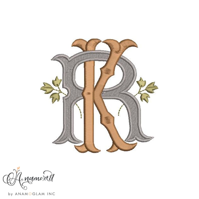 Interlocking K and R Monogram. Embroidery Design for - Etsy
