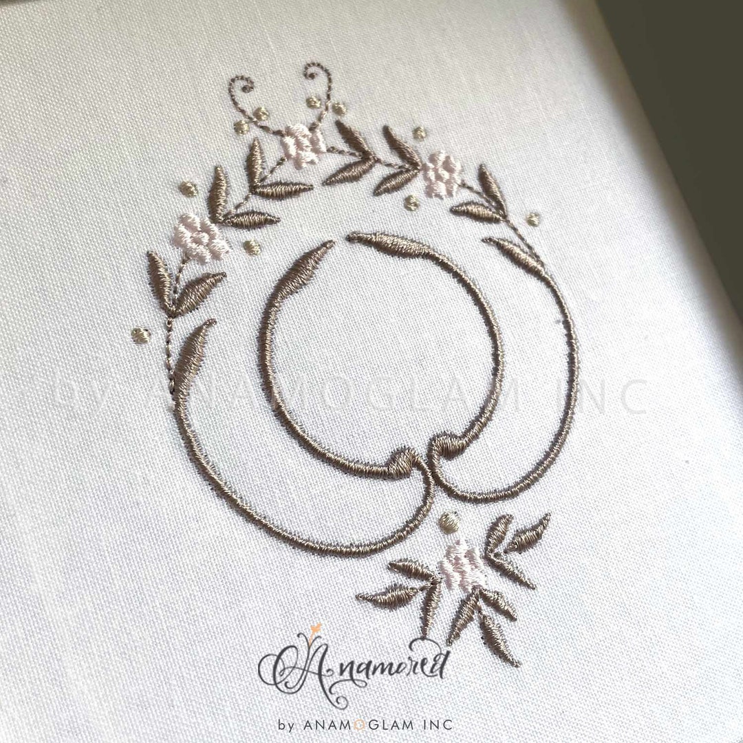 Floral Monogram Frame / Crest, Embroidery Design Pattern for Embroidery ...