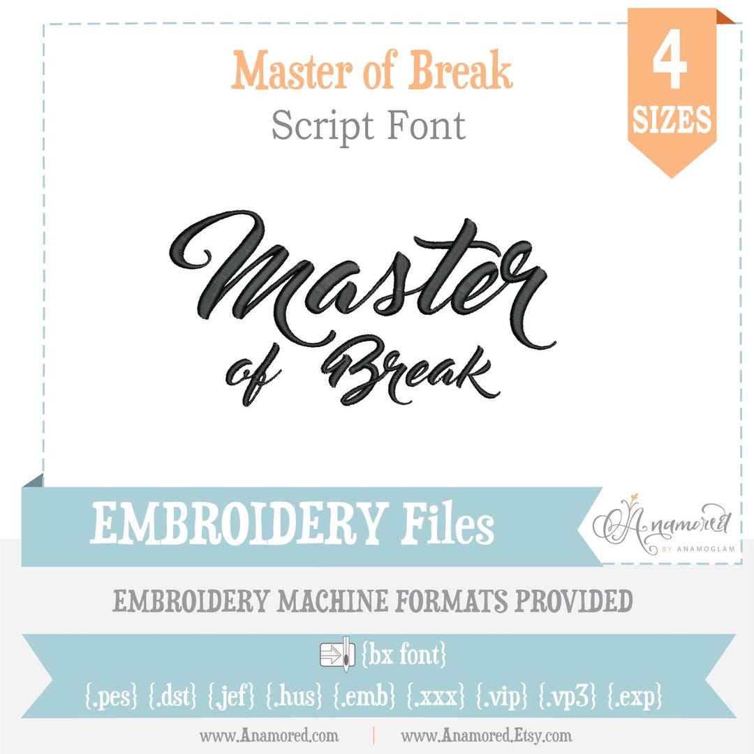 Master of Break Script Machine Embroidery Font Monogram Alphabet - 5 ...