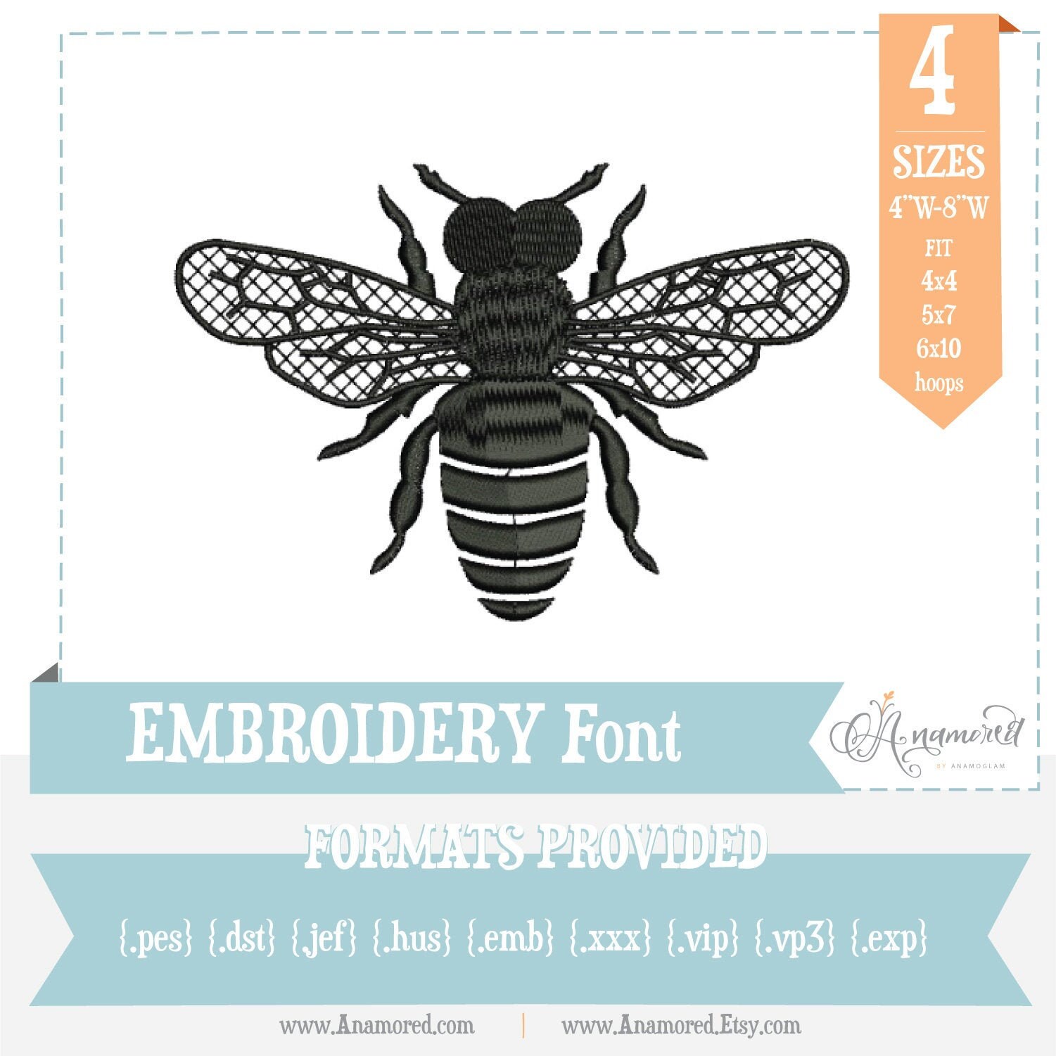 Bee Motif Embroidery Design / Pattern. Instant Download Files - Etsy UK
