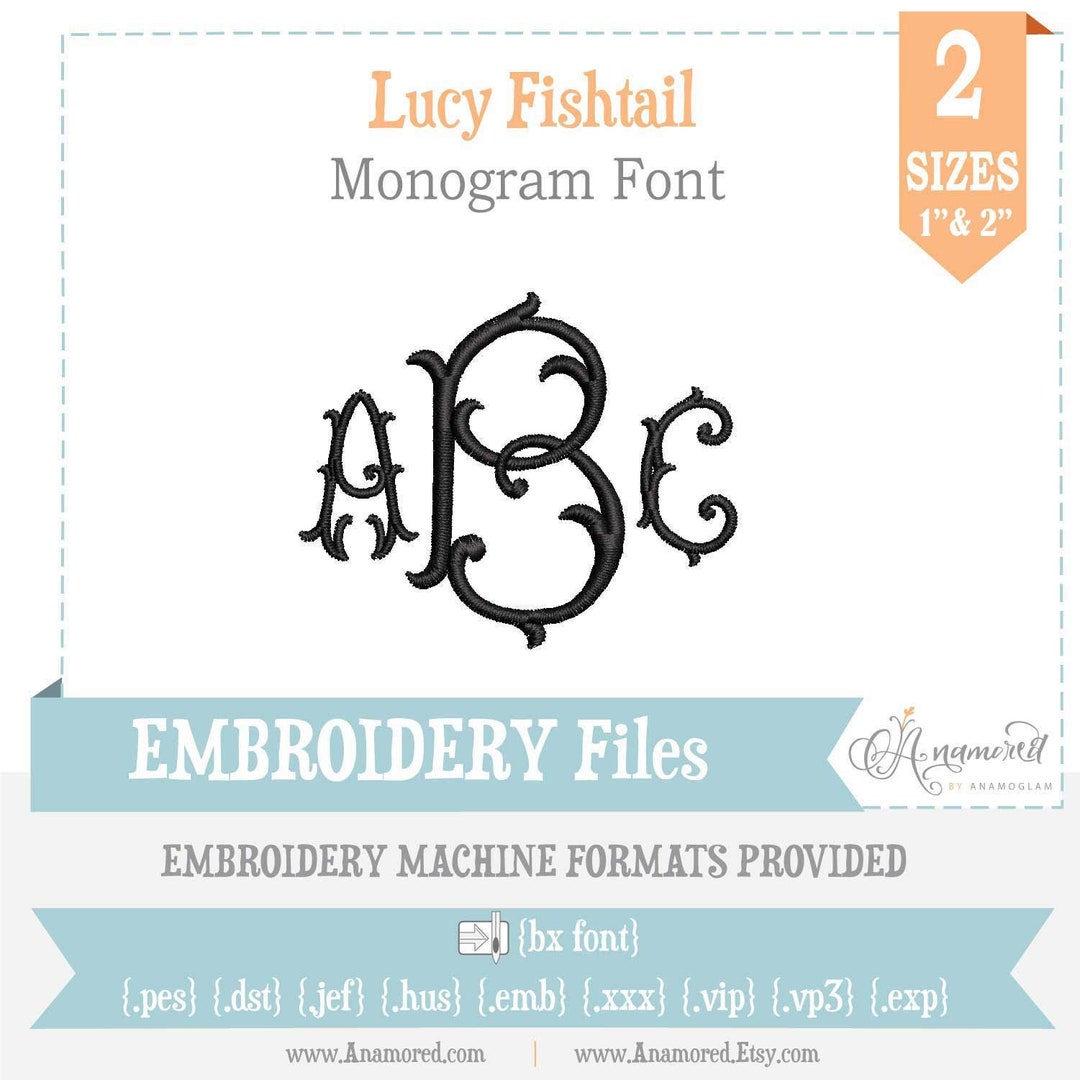 1 & 2 Lucy Fishtail Embroidery Alphabet for Embroidery Machines ...