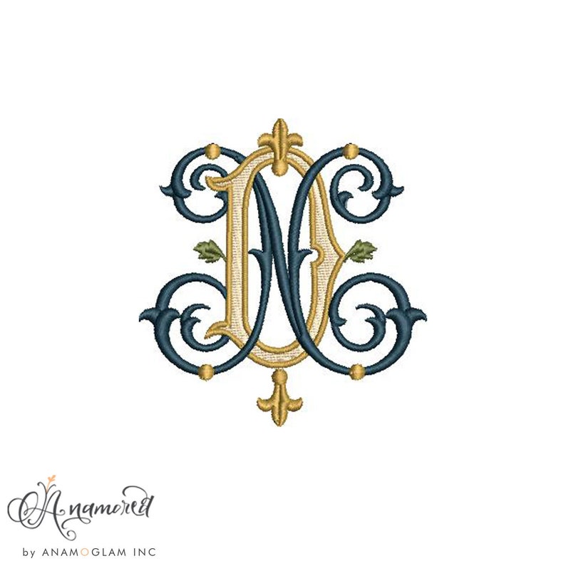 Interlocking D and N Embroidery Monogram Design for Machine - Etsy