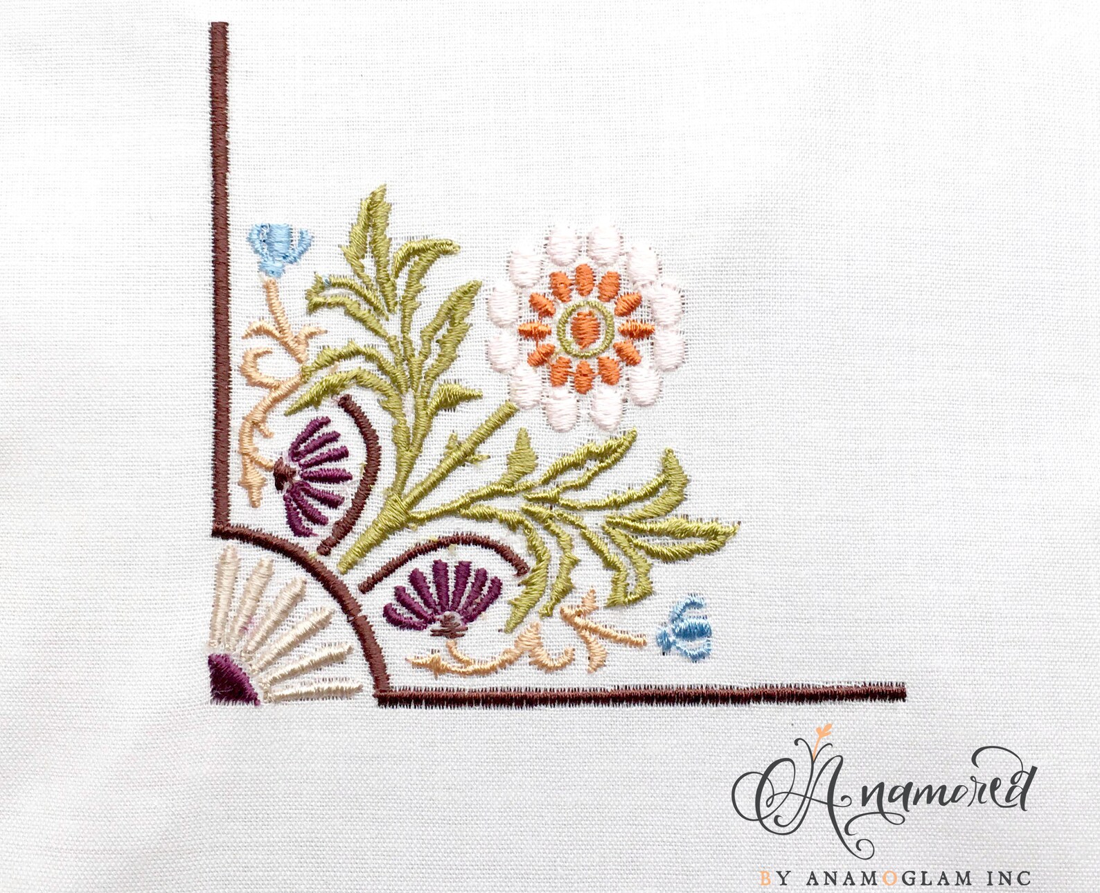 Floral Corner Embroidery Design Instant Download for - Etsy