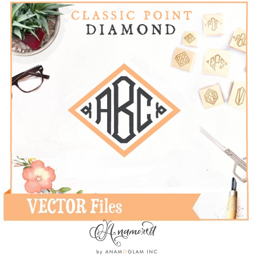 Cuttable Alphabet: Diamond Point Monogram Vector Instant Download .eps ...