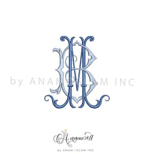 Interlocking M and B Embroidery Monogram Design for Machine Embroidery ...