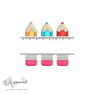 Pencils Ruler Name Frame Embroidery Design / Machine Embroidery File ...