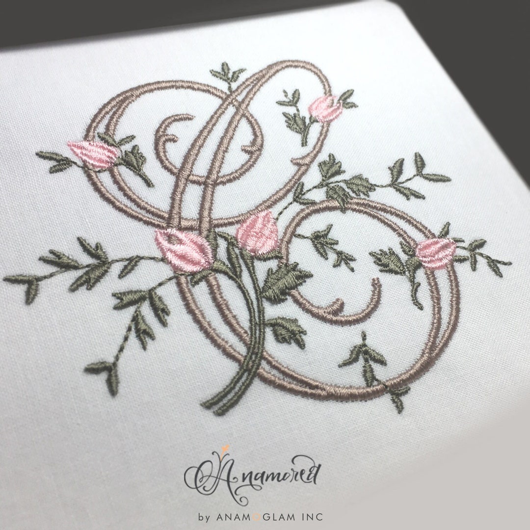 3" Fancy Floral Vine Monogram Embroidery Font for Embroidery Machine ...