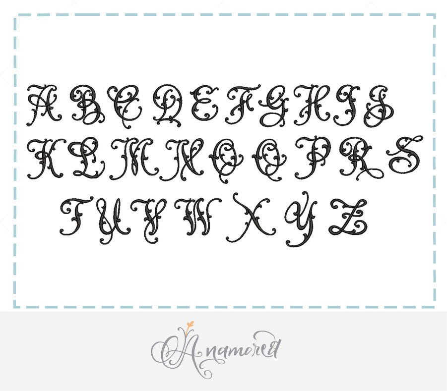 2 Sizes (small) Ella Lorraine Vintage Damask Monogram, Machine ...