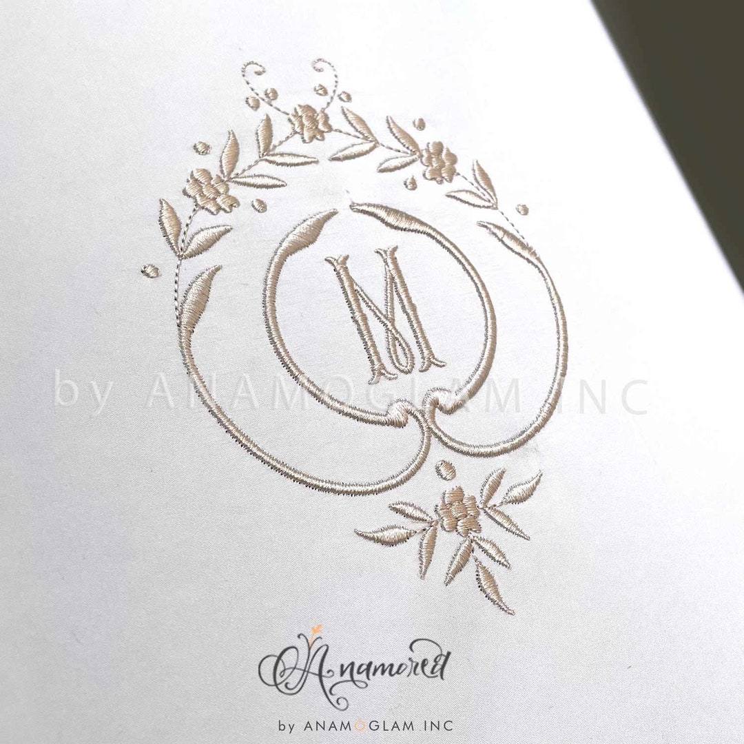 Floral Monogram Frame / Crest, Embroidery Design Pattern for Embroidery ...