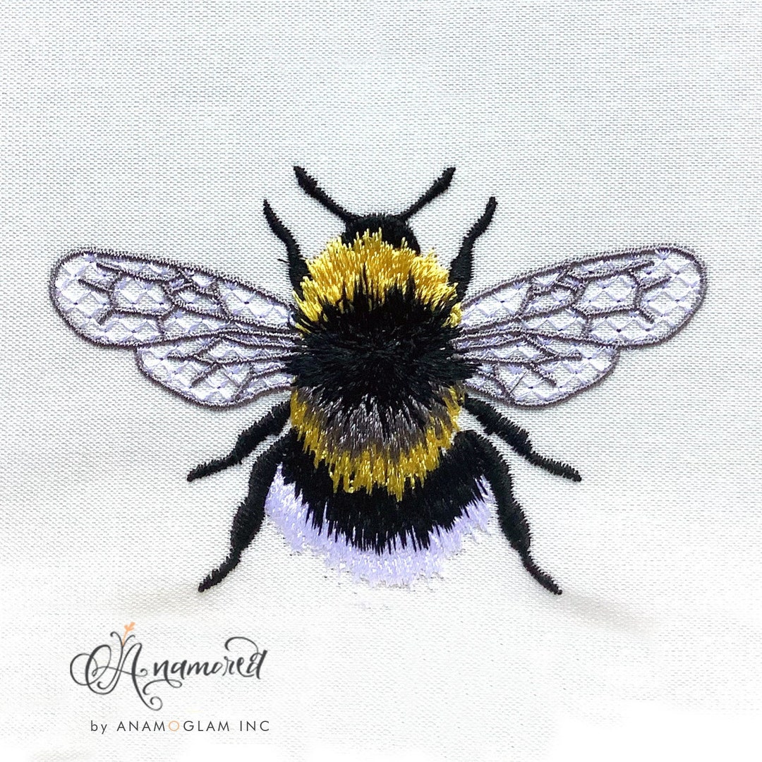 Furry Fuzzy Bumble Bee Embroidery Design Pattern, Instant Download for ...