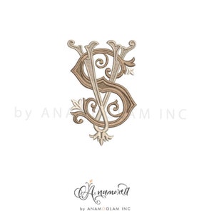 Interlocking SV, VS Monogram Embroidery Design / Machine Embroidery ...